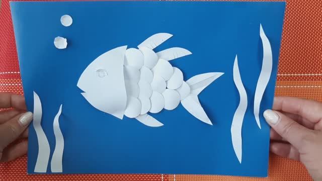 🚀Как увидеть белое изображение на белом фоне? Белоснежное очарование. Объемная аппликация "Рыбка"