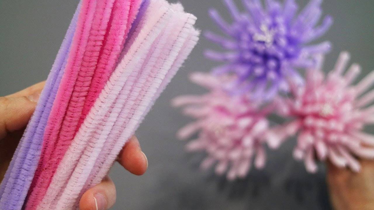 КРАСИВЫЕ ХРИЗАНТЕМЫ из пушистой проволоки 🌸 Очень легко и быстро!