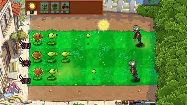 Plants vs. Zombies прохождение уровень 1-3