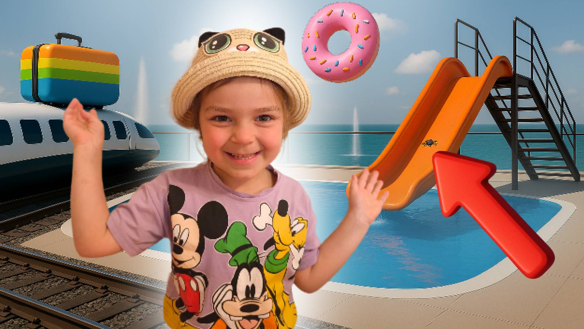 МОРСКИЕ ПРИКЛЮЧЕНИЯ! Панорамный бассейн в Сочи Поездка на поезде к морю -  Видео влог для детей