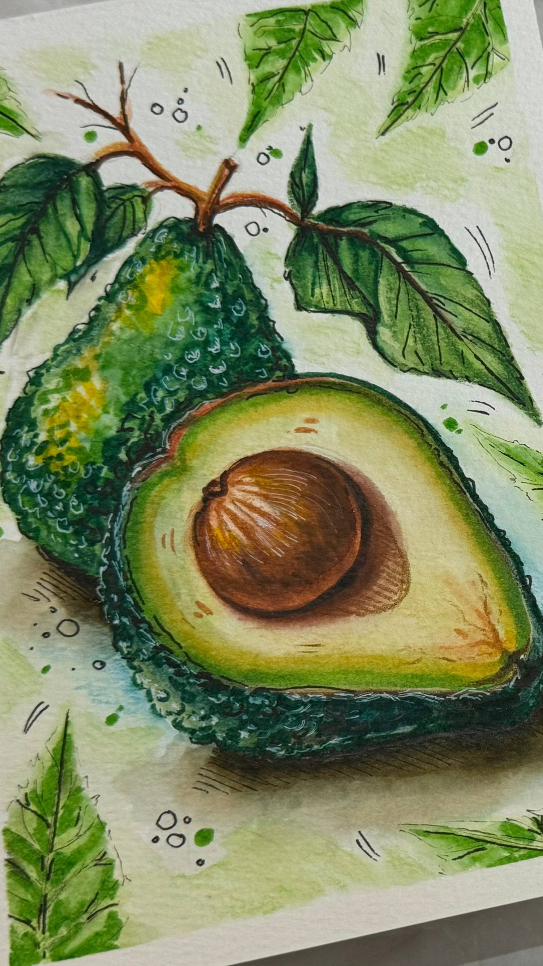 КАК НАРИСОВАТЬ АВОКАДО \ FOOD SKETCHING \ HOW TO DRAW AN AVOCADO