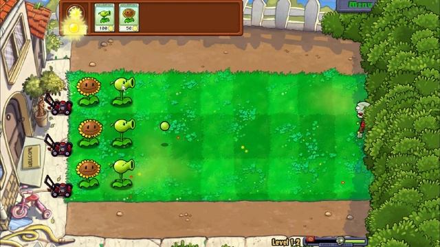 Plants vs. Zombies прохождение уровень 1-2