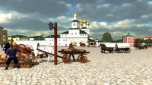 3D реконструкция Страстной площади 1830 г. (прогулка)