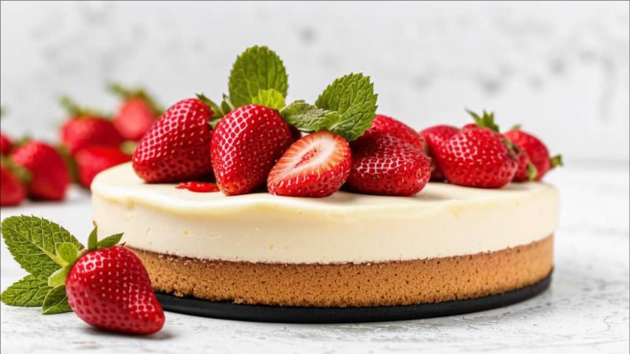 Клубничный чизкейк без выпечки. Десерт с клубникой