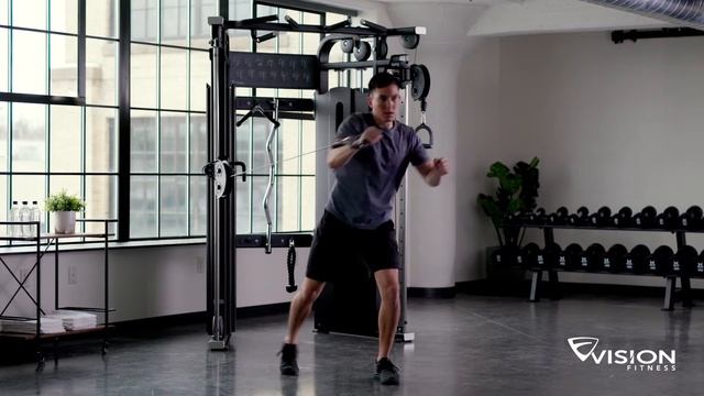 Многофункциональный тренажер VISION VST600-FT Толчок одной рукой в положении выпада