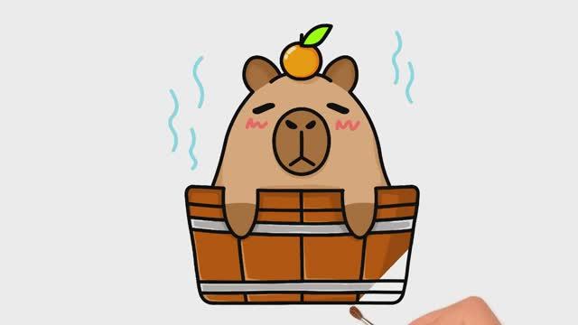 Как нарисовать купающуюся капибару