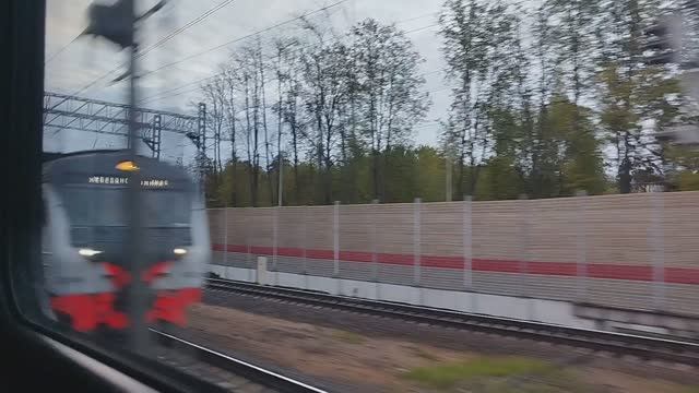 Электрички из окна поезда вечерний движ МЦД
