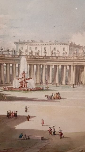 Франческо Панини. Собор святого Петра. Утро. 1770- е Офорт, акварель, золотая краска.