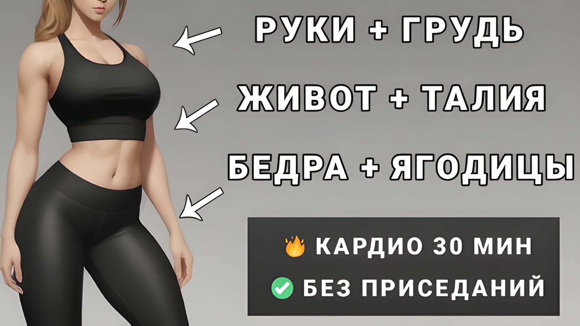 Жиросжигающая тренировка от проблемных зон // Руки, живот, бока, ноги, ягодицы // 35мин без приседов