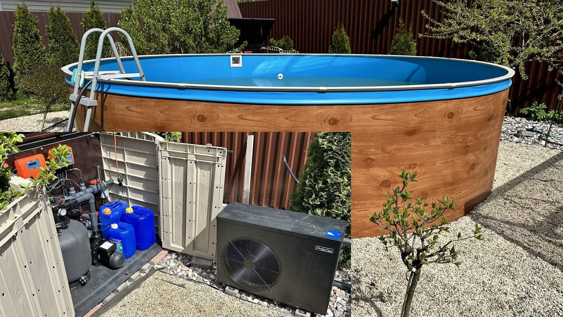 Каркасный бассейн Лагуна (круглый) с Тепловым насосом и Очисткой воды