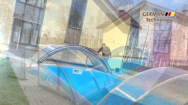 Павильон для бассейна Размеры 7,5х3,75х1,15м. Цвет Серебро. Сотовый поликарбонат