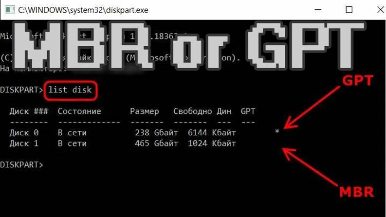 Как узнать GPT или MBR диск на компьютере