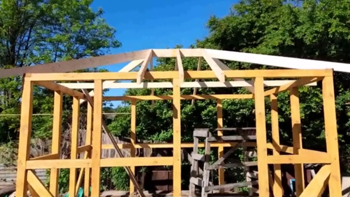 Беседка 3 на 4 м. Крыша. Диагональные и прямые стропила
