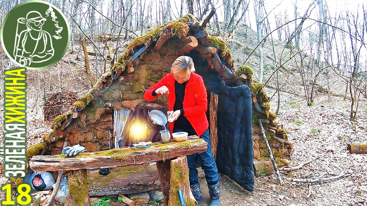 Одна живу в Зеленой Хижине | Начинаю делать навес | Простая жизнь в глуши | 18 |