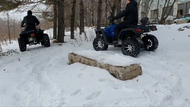 Работа самоблока, зимой на электроквадроцикле Вездеход ЕМ-022.#грузовойквадр#электрическийквадроцикл