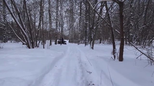 Электроквадроцикл  Вездеход-03  зимой, дрифт на дороге и зимний лес!