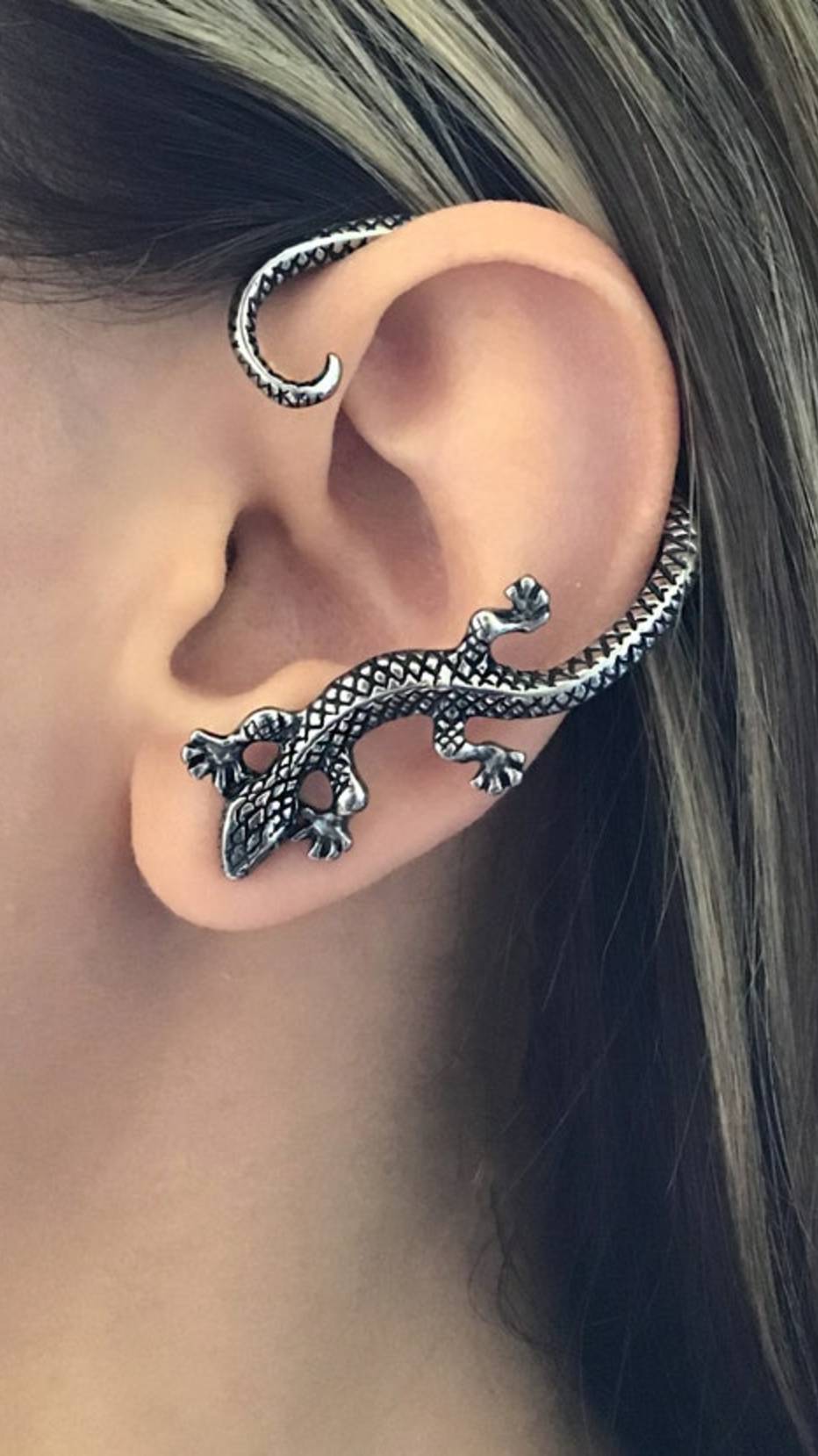 Одиночная серьга каффа "Ящерица" от StarfallShop