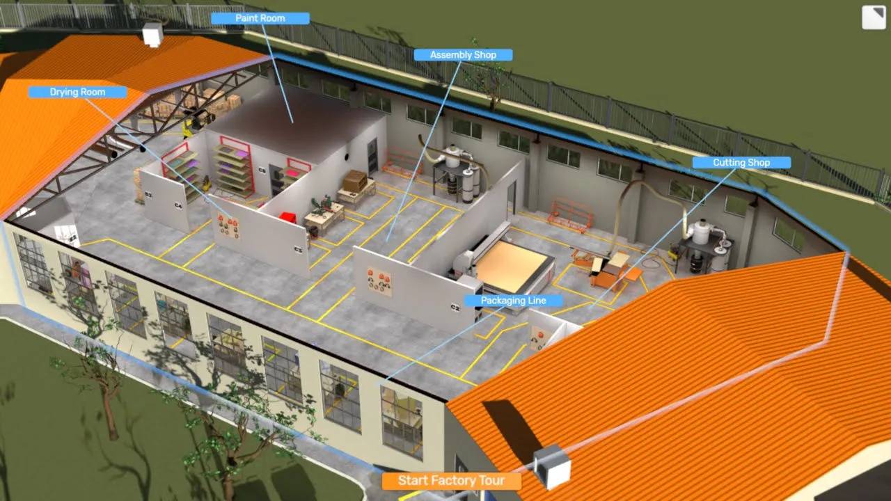 Виртуальный тур по мебельной фабрике с интерактивной 3Д-графикой, панорамами и уличной навигацией