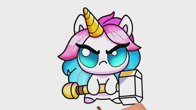 Как нарисовать милого единорога Тора легко