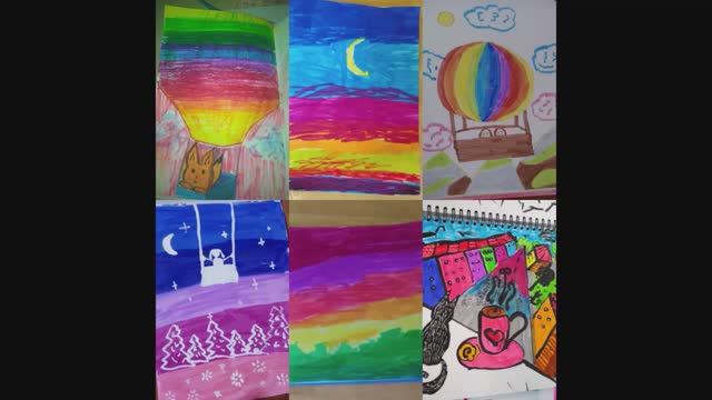 урок цвет фона растяжка радуга рисунки учеников Артстудия СoloRayGreen paint