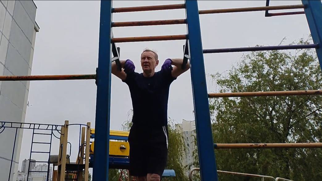 Дед 60+лет. Силовая тренировка, после Длительного кросса 16км...