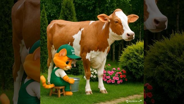 Кот и корова Зеленый ДОМ