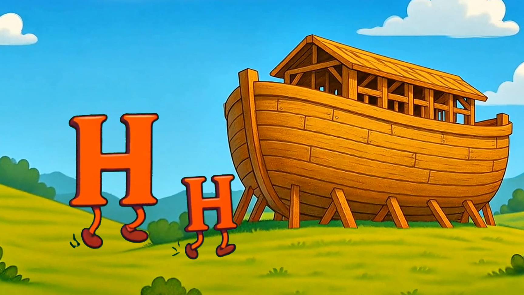 Азбука - алфавит - букварь для детей, библейская азбука, Буква Н, Ной