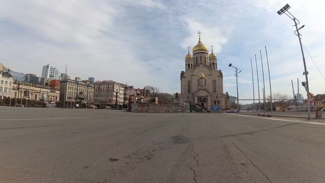 Центральная площадь и Спасо-Преображенский кафедральный собор в г. Владивосток_15 марта 2020 г.