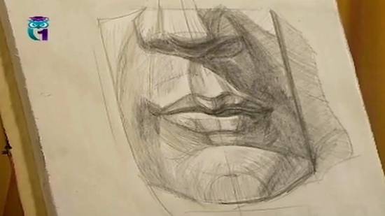 Уроки рисования # 8. Рисуем губы Давида. Часть 2