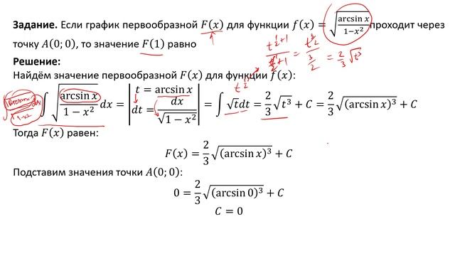 Нахождение значения первообразной в точке (А5)