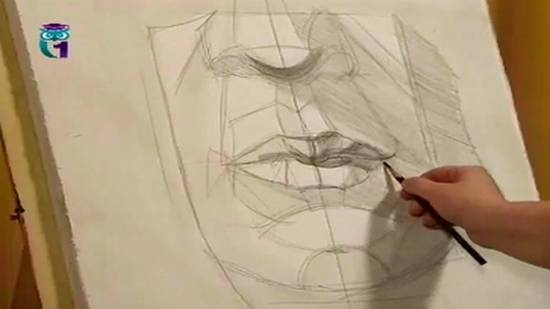 Уроки рисования # 7. Рисуем губы Давида. Часть 1