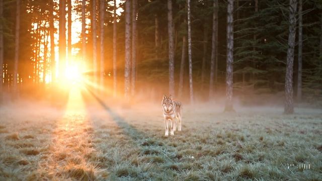 Enchanted Clearing with Wolf