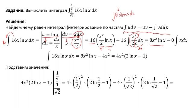 Вычисление определенного интеграла по частям (В1)