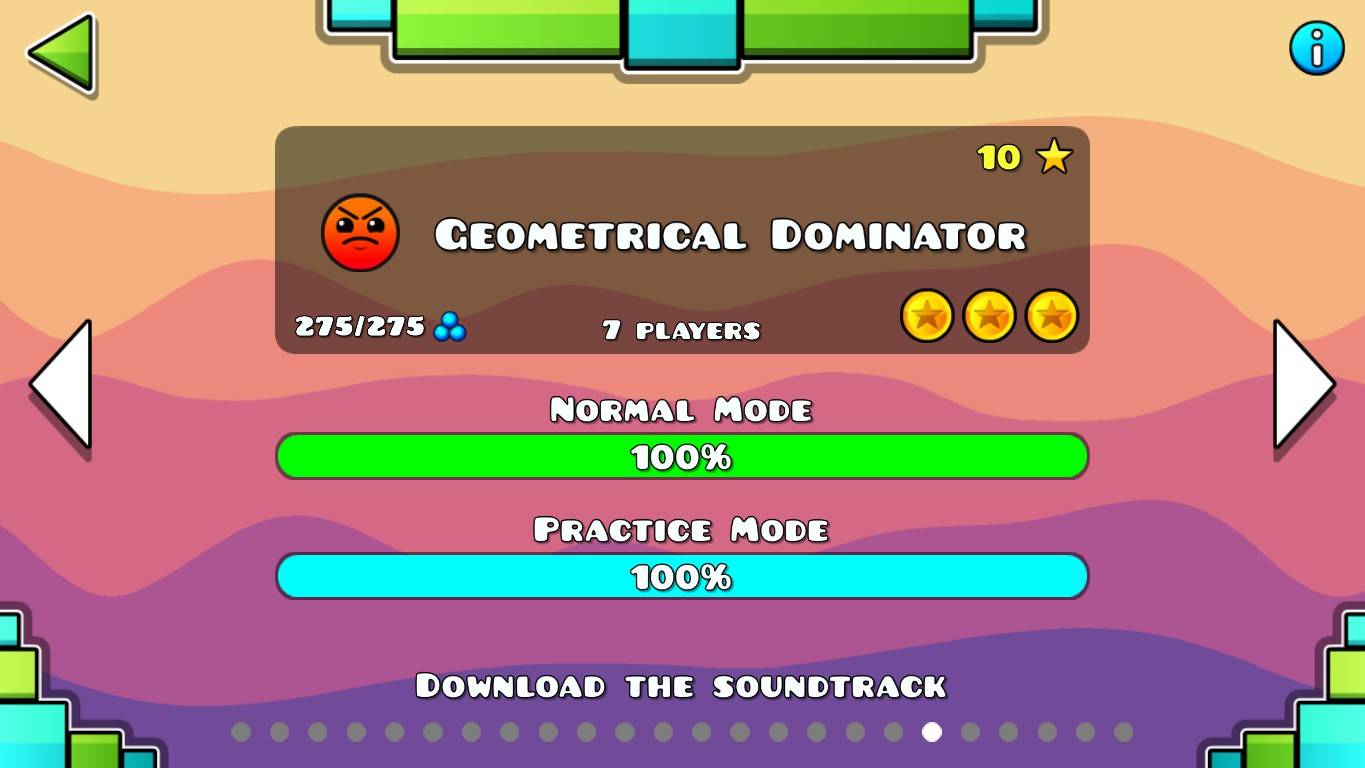 Geometry Dash. Geometrical Dominator - 100%, 3 coin