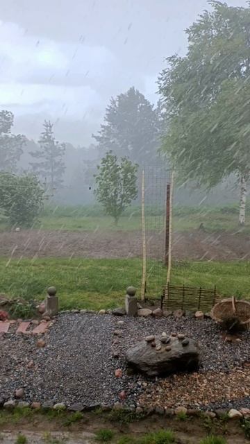 Вот такой ливень у нас сегодня был с грозой