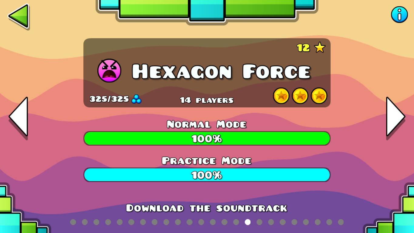 Geometry Dash. Hexagon Force - 100%, 3 coin