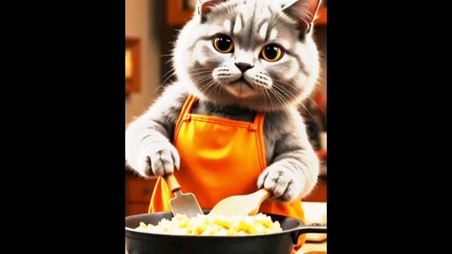 Мася готовит жареную картошку с мясом