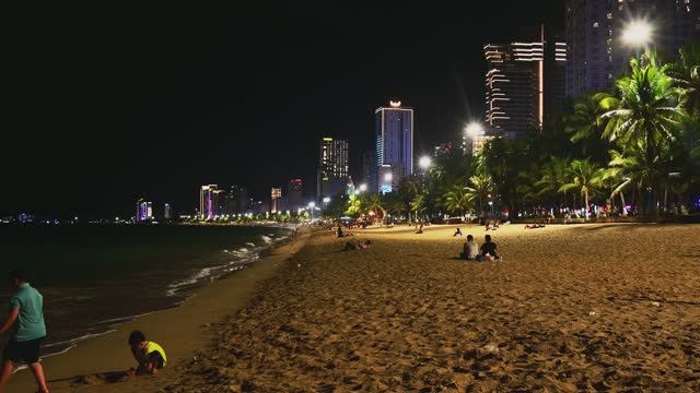 Beach Promenade At Night, Nha Trang, Vietnam