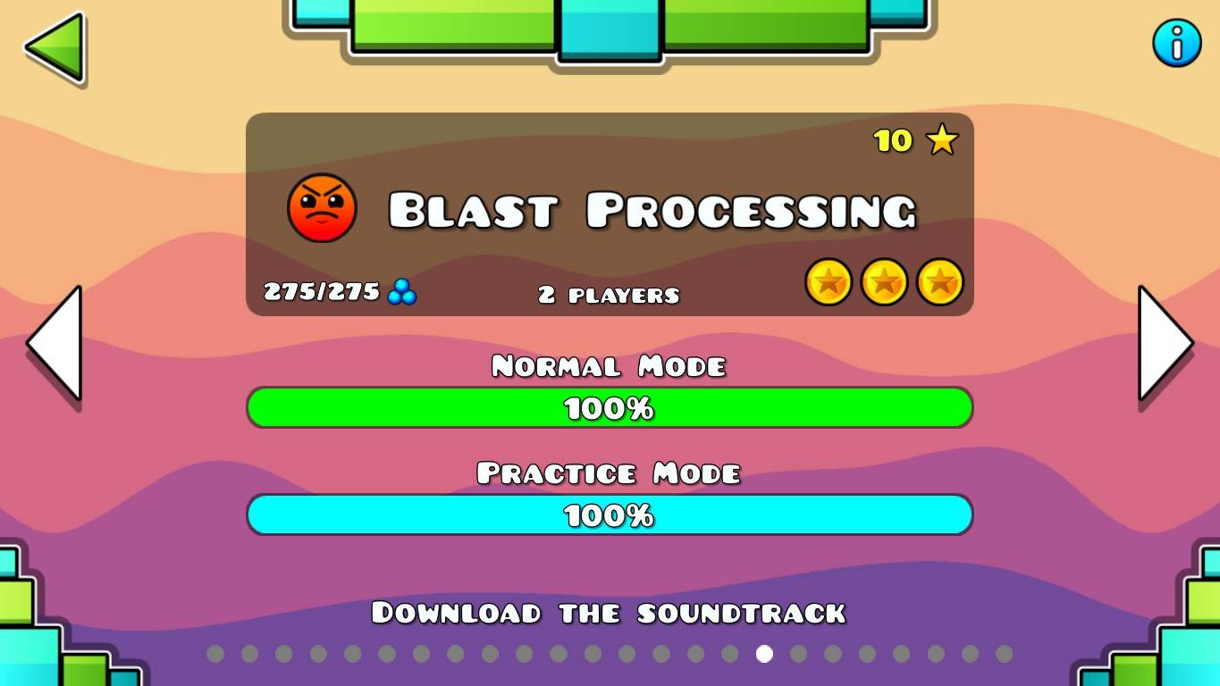 Geometry Dash. Blast Processing - 100%, 3 coin