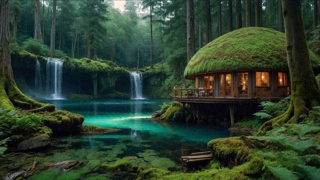 Forest Hut⎜Deep Healing Relaxing Music  Meditative Ambient Music with Rain Sounds
