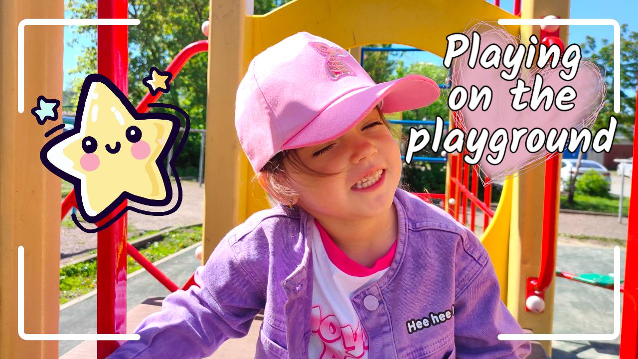 Оливия активно играет на площадке. Видео для детей