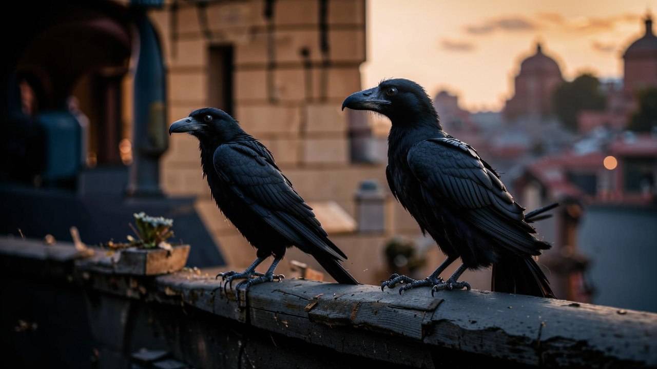 Ворона гуляет с крысой по Москве