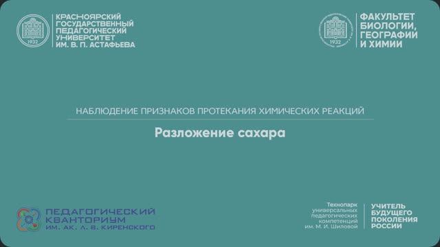 01. Разложение сахара/признаки протекания химических реакций/опыт