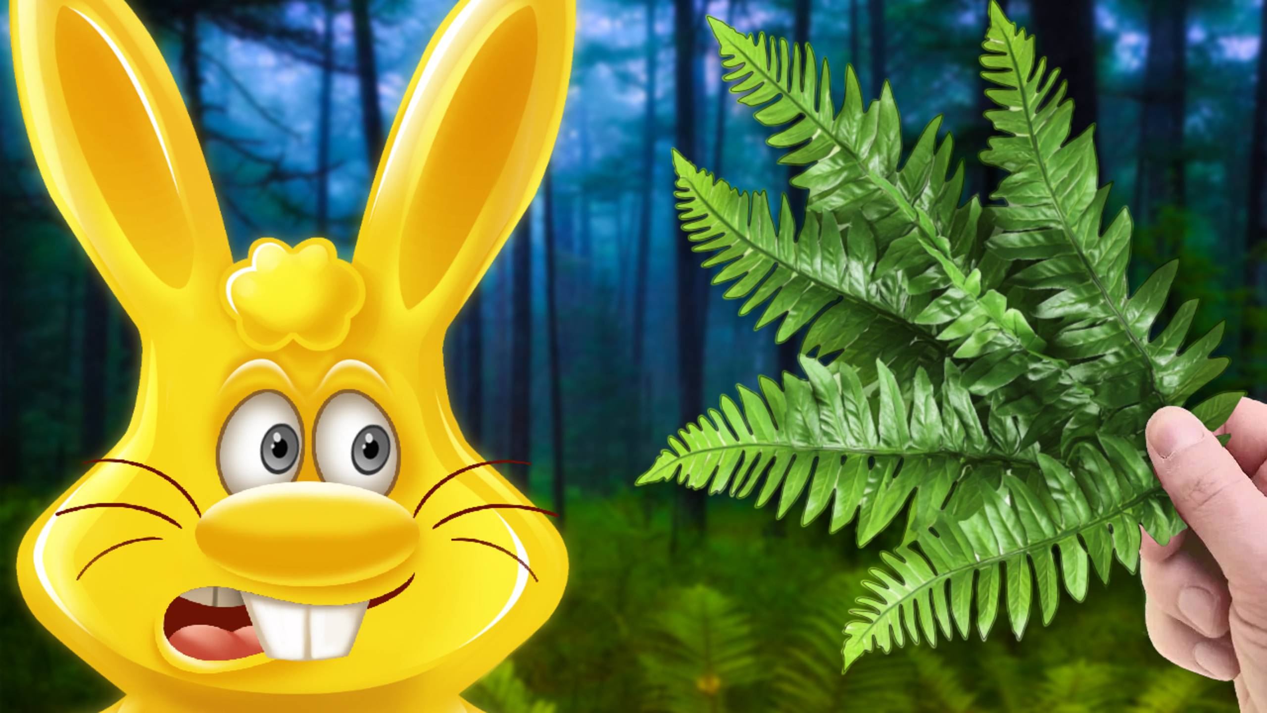 ЖЕЛЕЙНЫЙ ЗАЯЦ ХАРИТОН СОБИРАЕТ ПАПОРОТНИК ОРЛЯК В ЛЕСУ