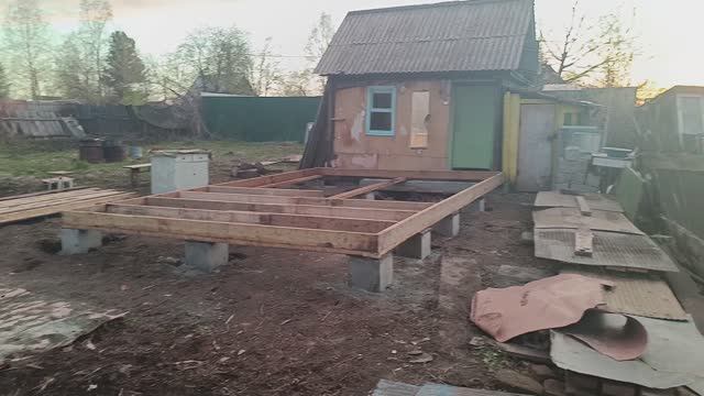 Строительство дачной веранды ч. 2.