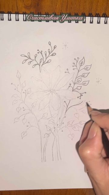 Рисунок Цветы черным карандашом