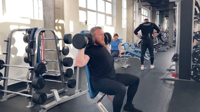 Жим гантелей сидя