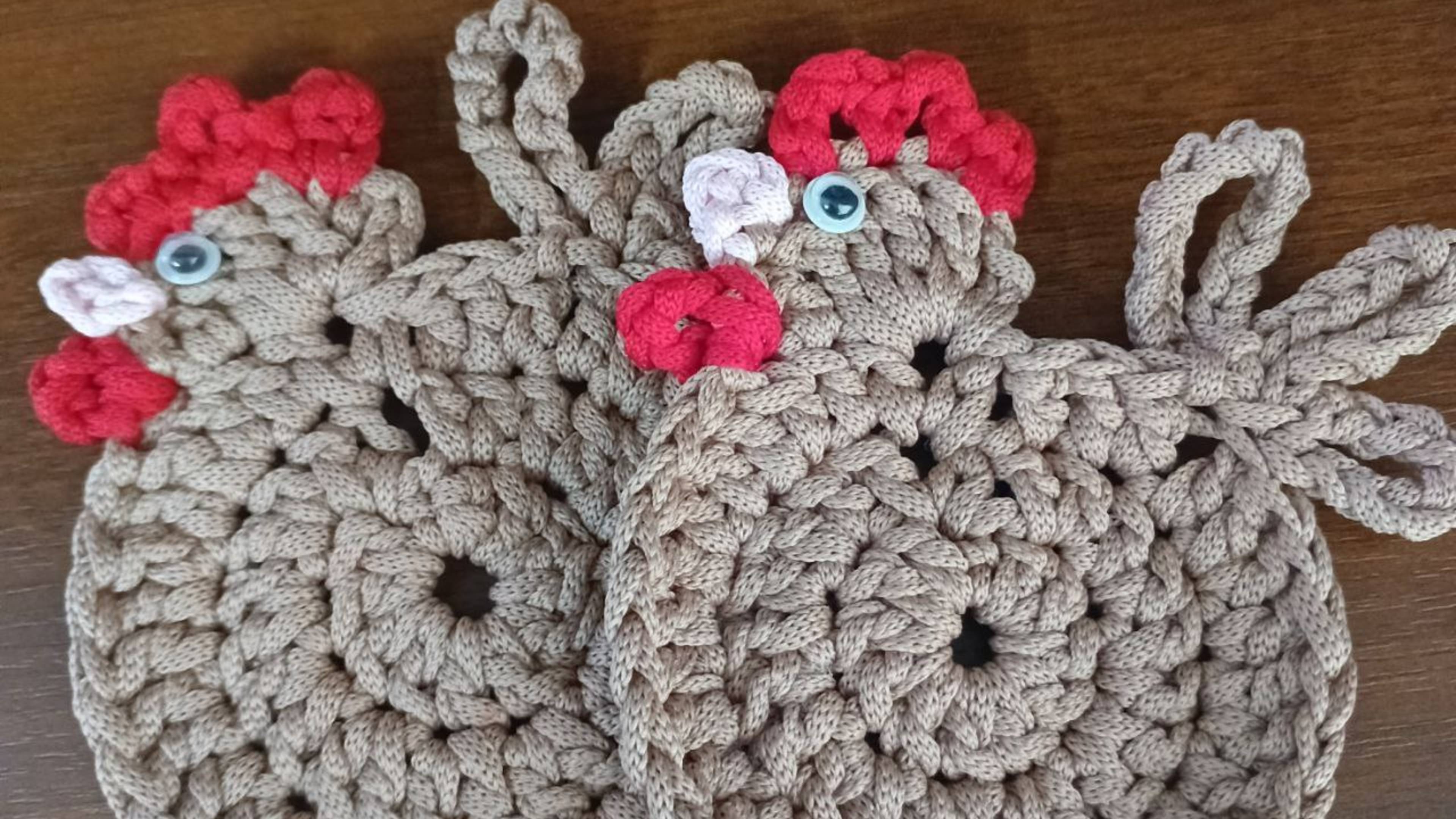 Подставка под чашку "Курочка" из полиэфирного шнура часть4