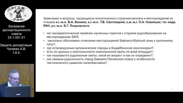 21 мая 2025 г. Заседание Диссертационного совета 24.1.051.01
