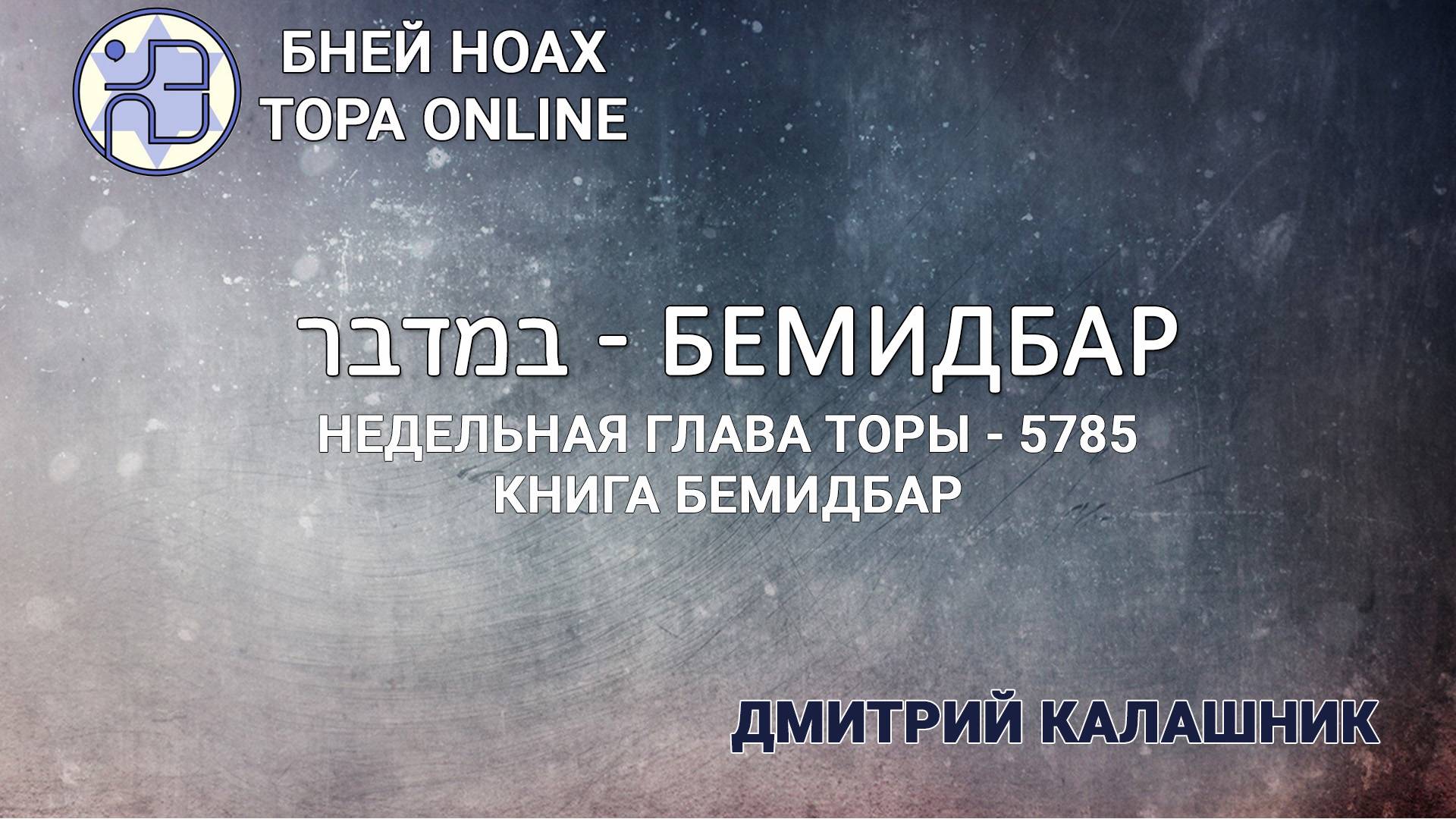 Недельные главы Торы - Парашат а-шавуа - "Бэмидбар" 5785/2025. Дмитрий Калашник